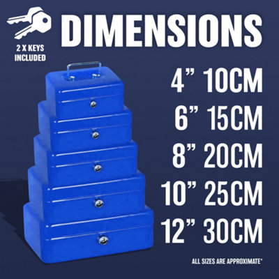New Blue Safe Security Steel Metal Petty Money Box Cash Storage ...