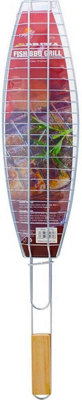 New Fish Bbq Grill Basket With Long Handle Rack Mesh Holder Cooking Bbq ...