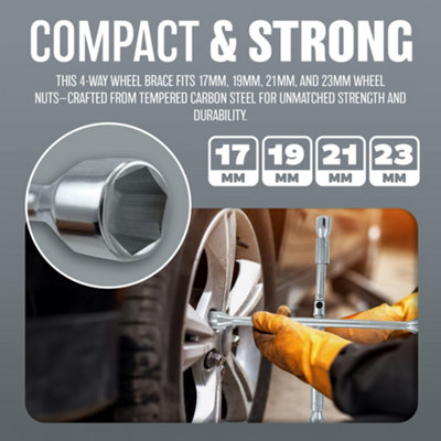 New Folding 4 Way Cross Wheel Wrench Spanner Car Brace 14 Inch 350mm