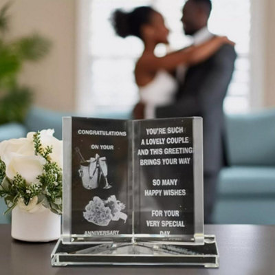 New Glass Crystal Ornaments Book Gift Set Poem Poetic Writing Message ...