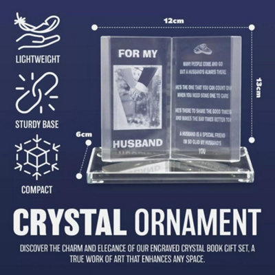 New Glass Crystal Ornaments Book Gift Set Poem Poetic Writing Message ...