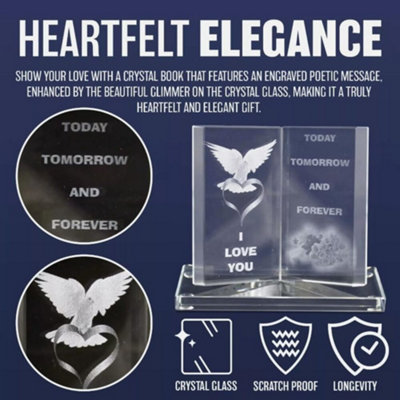 New Glass Crystal Ornaments Book Gift Set Poem Poetic Writing Message ...