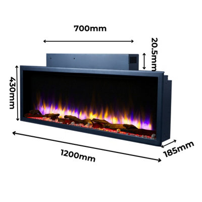 New Hawnby Slim Frame Inset Electric Fire 48 Inch