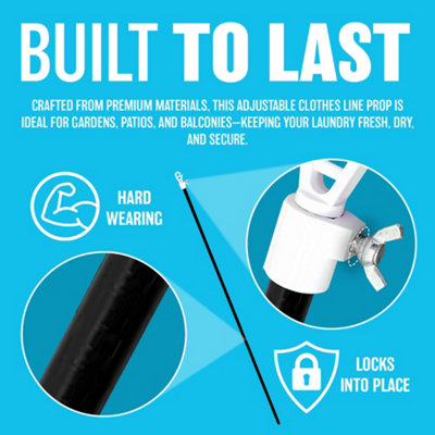 New Heavy Duty 2.6m Telescopic Washing Extending Support Clothes Line ...