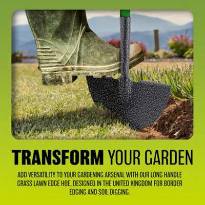 New Long Handle Grass Lawn Edge Hoe Border Garden Tool Soil Digging