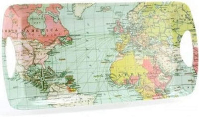 New Medium World Map Serving Dish Trays Long Tea Serve Handles Food ...
