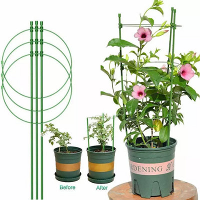 NEW METAL 45CM PLANT SUPPORT RING HEAVY DUTY CONICAL DESIGN GARDEN POTS ...