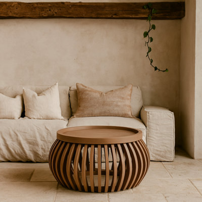 New Mexico Small Round Mango Wood Coffee Table - Natural Matte Finish