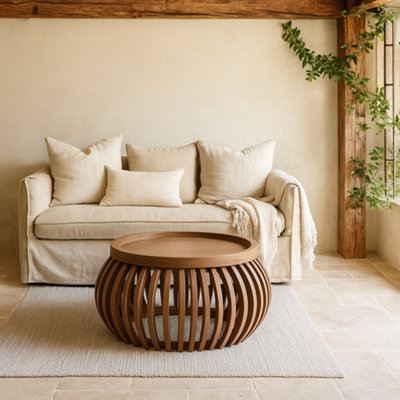 New Mexico Small Round Mango Wood Coffee Table - Natural Matte Finish