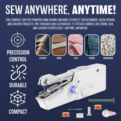New Mini Electric Hand Held Portable Sewing Machine Stitch Cordless ...