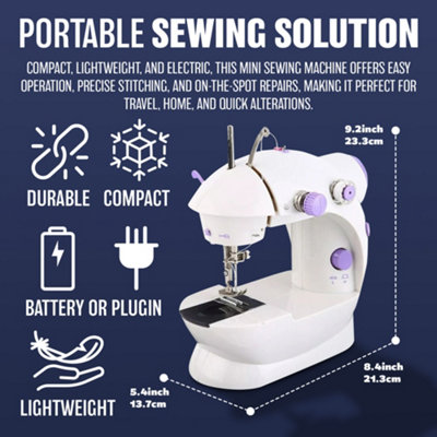 New Mini Electric Portable Sewing Machine Stitch Clothing Light Travel ...