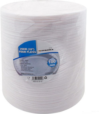 New Pack Of 100 Foam Plates 10" Disposable Party Bbq Wedding Tableware ...