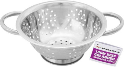 New Pack Of 2 Stainless Steel Deep Colander Cooking Kitchen Lightweight ...