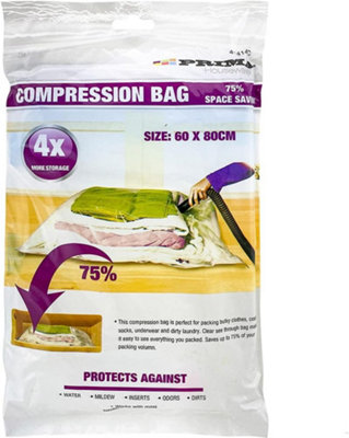 New Pack Of 5 Compression Bag Vacuum Clothes Storage Travel 60 X 80cm