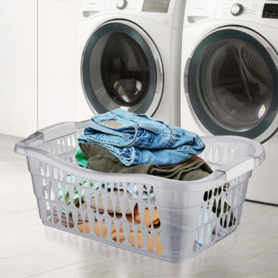 New Plastic Laundry Storage Basket Hamper Washing Clothes With Handles ...