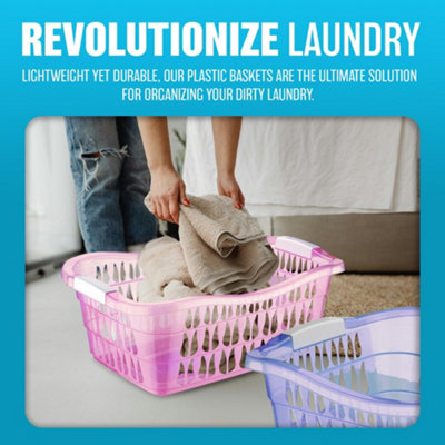 New Plastic Laundry Storage Basket Hamper Washing Clothes With Handles ...