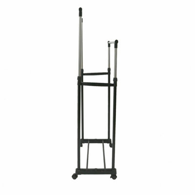 New Portable Clothes Rack Double Hanging Garment Bar Heavy Duty Hanger ...