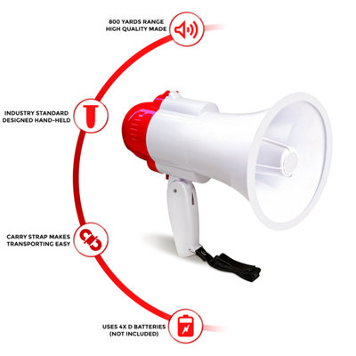 NEW PORTABLE SPEAKER MEGAPHONE STRAP PISTOL GRIP LOUD SPEAKER AND ...