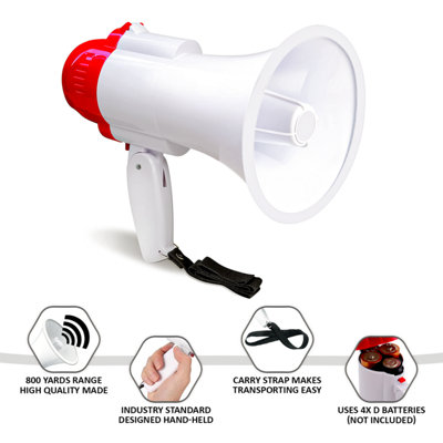 NEW PORTABLE SPEAKER MEGAPHONE STRAP PISTOL GRIP LOUD SPEAKER AND ...