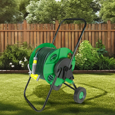 New Portable Trolley Wheels Hose Reel Garden Watering Pipe Free ...