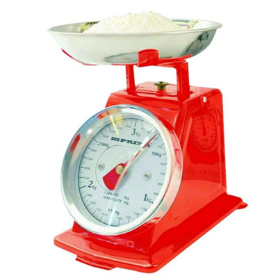 New Red 3kg Traditional Kitchen Weighing Scale Metal Baking Cooking ...
