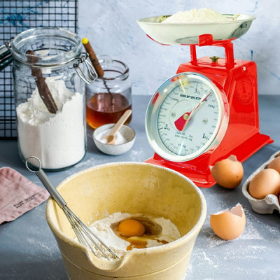 New Red 3kg Traditional Kitchen Weighing Scale Metal Baking Cooking ...