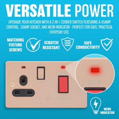 New Rose Gold Cooker Control Switch Kitchen With Fixing Screws Electric ...