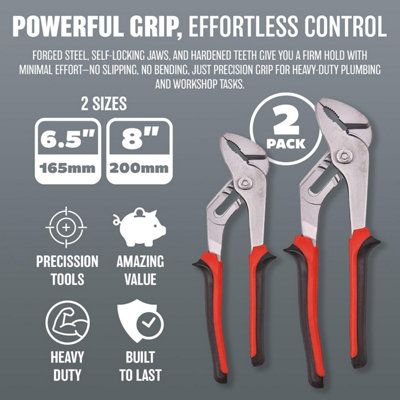New Set Of 2 Grove Joint Plier Adjustable Water Pump Heavy Duty Wrench ...