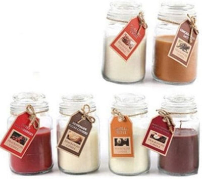 New Set Of 6 Scented Wax Filled Glass Jars Candle Fragrance ...