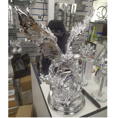 New Silver Eagle Statue Indoor Outdoor Figurines Wild Animal Sculptures