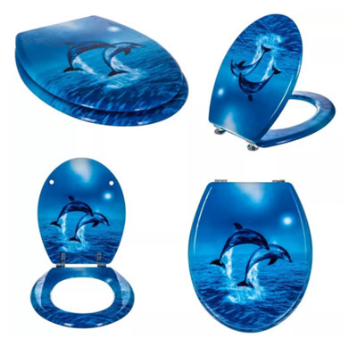 New Soft Slow Close MDF Novelty Design Jumping Dolphin Toilet Seat ...