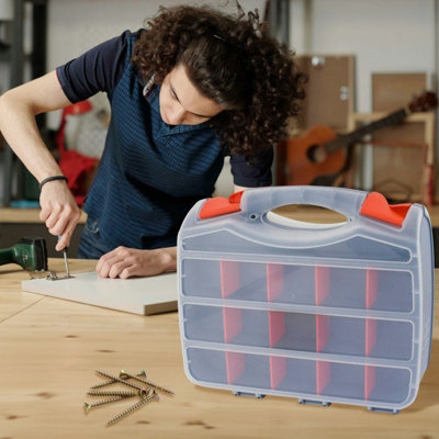New Tool Box Bits Storage Organiser 21 Compartments Case Screws Diy ...