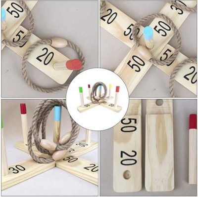 New Wooden Quoits Outdoor Garden Games Kids Family Fun Activity Toys ...