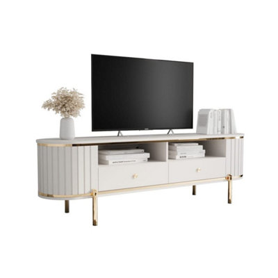New York 181cm Television Stand in Crisp White - Elegant Widescreen ...