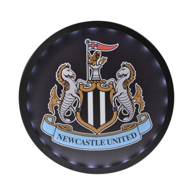 Newcastle United FC Metal Round LED Sign Black (One Size)