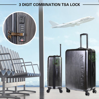 Newcom Set of 3 Grey Hard Shell Trolley Suitcases with Wheels 20", 24 ...