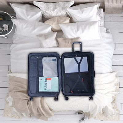 Newcom Set of 3 Grey Hard Shell Trolley Suitcases with Wheels 20", 24 ...