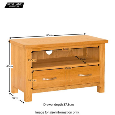 Newlyn Light Oak 80cm Small TV Unit - Fully Assembled By Roseland Furniture