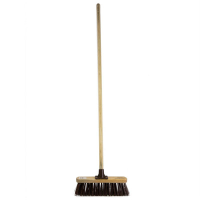 Newman and Cole 12" Hard Stiff Outdoor Broom and Wooden Handle