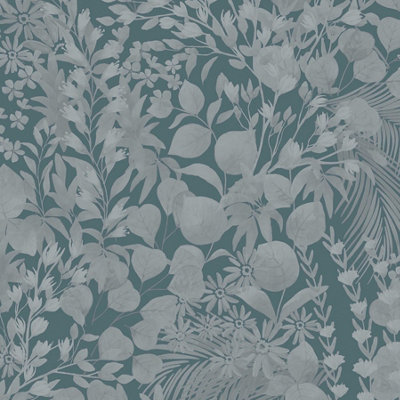 Next Light & Dark Blue Eden Tonal Floral Wallpaper