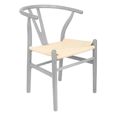 Nicholas Winter Beech Wooden Danish Style Dining Chair - Grey - Solid ...