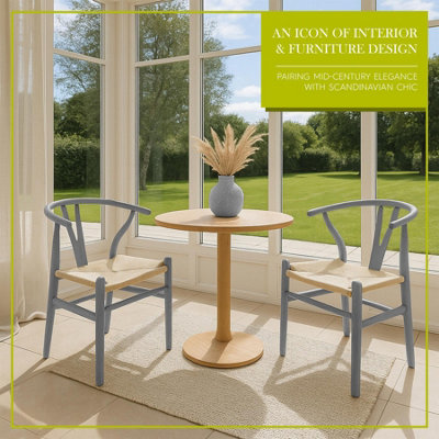 Nicholas Winter Beech Wooden Danish Style Dining Chair - Grey - Solid ...