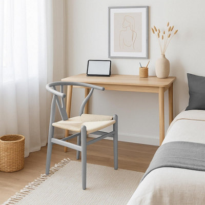 Nicholas Winter Beech Wooden Danish Style Dining Chair - Grey - Solid ...