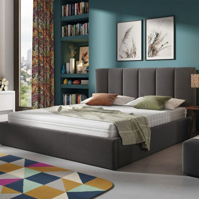 Nick Bedroom Upholstered Bed with Storage MDF Frame Polyurethane Foam ...