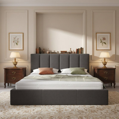 Nick Bedroom Upholstered Bed with Storage MDF Frame Polyurethane Foam ...
