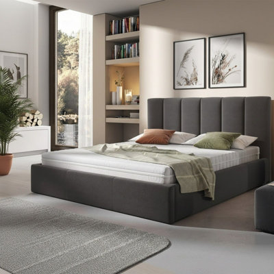 Nick Bedroom Upholstered Bed with Storage MDF Frame Polyurethane Foam ...