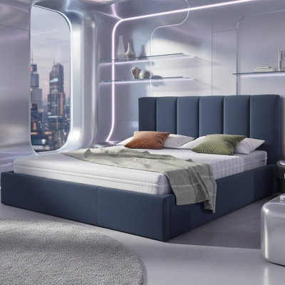 Nick Bedroom Upholstered Bed with Storage MDF Frame Polyurethane Foam ...
