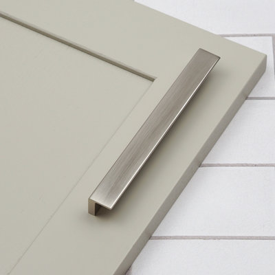 Nickel L Shaped Handle Modern Rear Fix 160mm Silver Cabinet Pull Squared