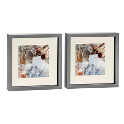 Nicola Spring 10 x 10" Photo Frames - Grey/Ivory Mount - 3D Picture ...