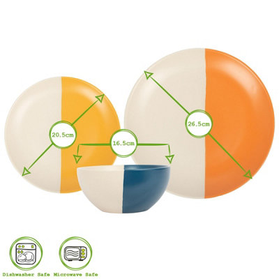 Nicola Spring 12pc Dipped Stoneware Dinner Set - Multicolour
